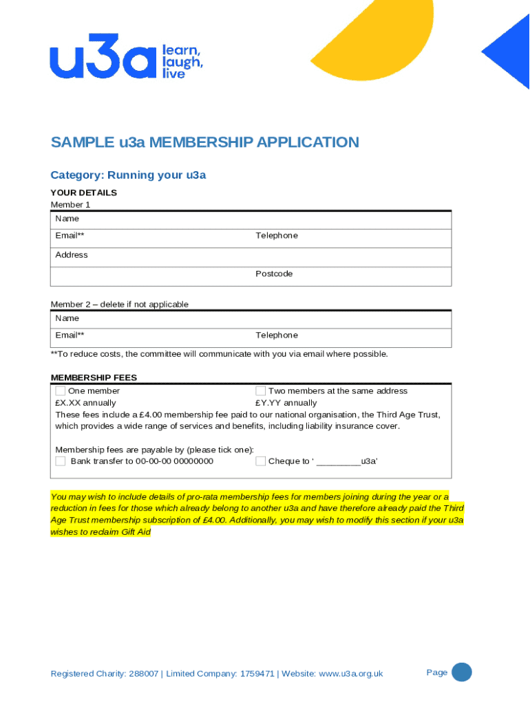 Baddow & Galleywood u3a: Welcome Doc Template | pdfFiller