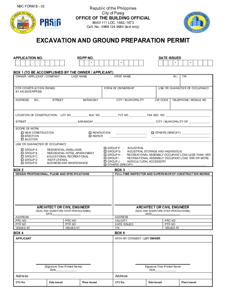 Fillable Online Excavation and Ground Preparation Permit Application ...