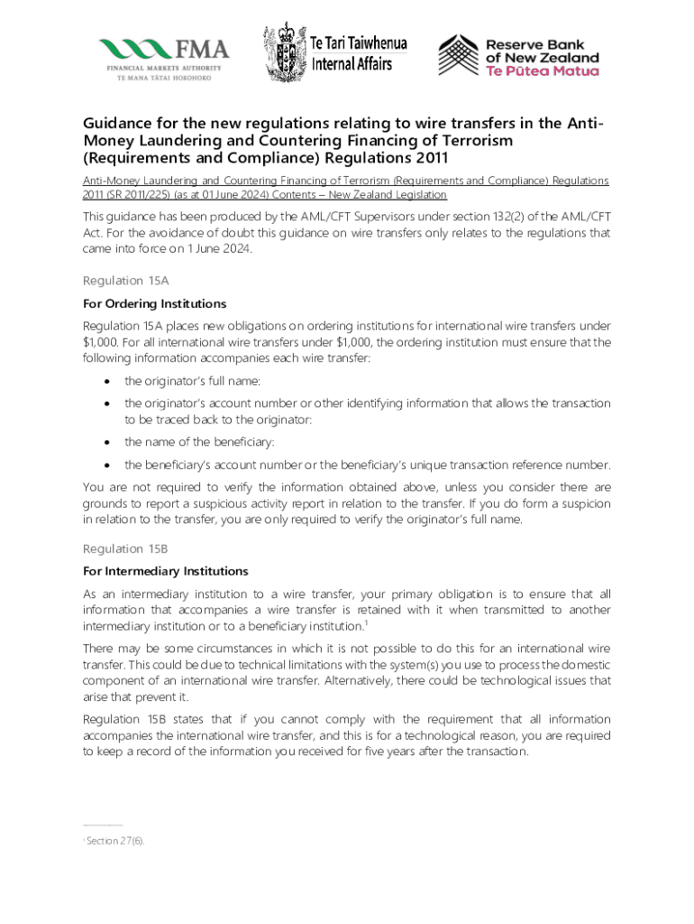 Fillable Online Guidance for the new regulations relating to wire ...