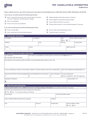 Fillable Online Trip Cancellation & Interruption Claim Form Fax Email ...