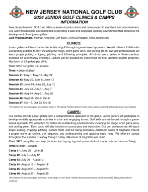 Fillable Online New Jersey National Golf Club 2024 Junior Golf Clinics ...