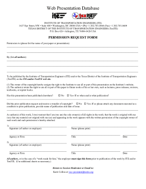 Fillable Online Permission Request for Publication by Ite and Texite Fax Email Print - pdfFiller