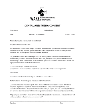 Fillable Online Dental Anesthesia Consent Form Fax Email Print - pdfFiller