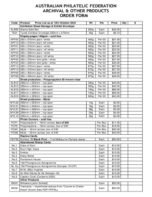 Fillable Online Australian Philatelic Federation Order Form Fax Email ...