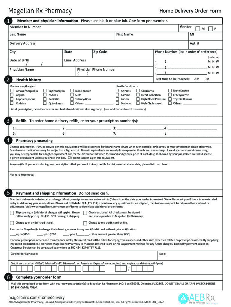 Fillable Online AEBRx2022 Home DeliveryOrder FormMRX10010822 Fax Email Print - pdfFiller