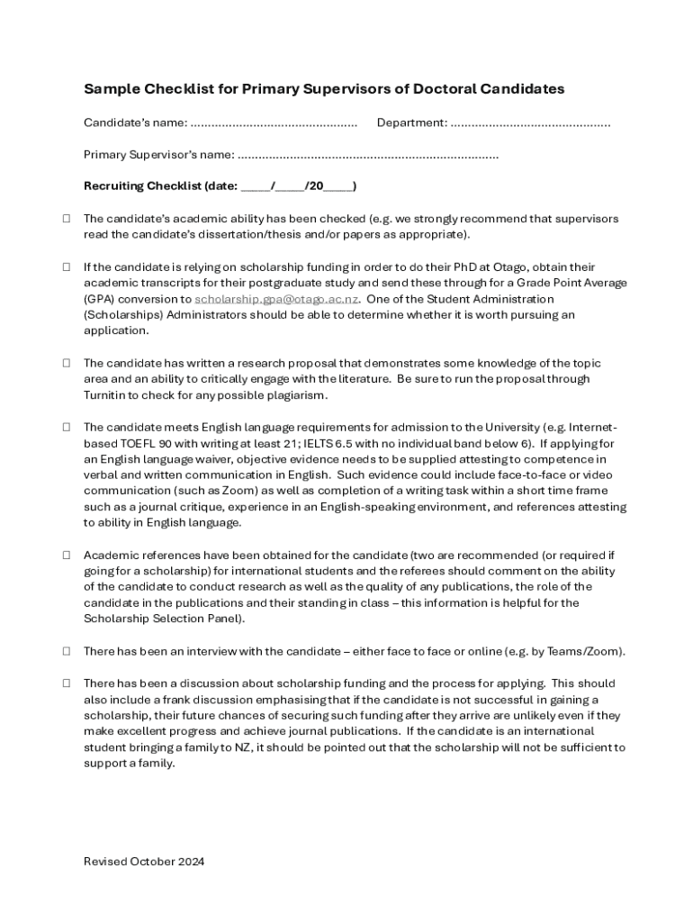 Fillable Online Sample-Checklist-for-Primary-Supervisors-of-Doctoral ...