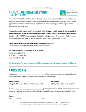 Fillable Online Cmha Alberta Division Agm Proxy Form Fax Email Print - pdfFiller