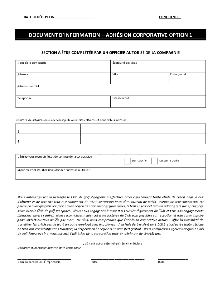 Remplissable en ligne Abonnement corporatif - option 3 Fax Email ...