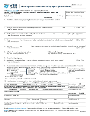 Fillable Online Health Professional Continuity Report Fax Email Print ...