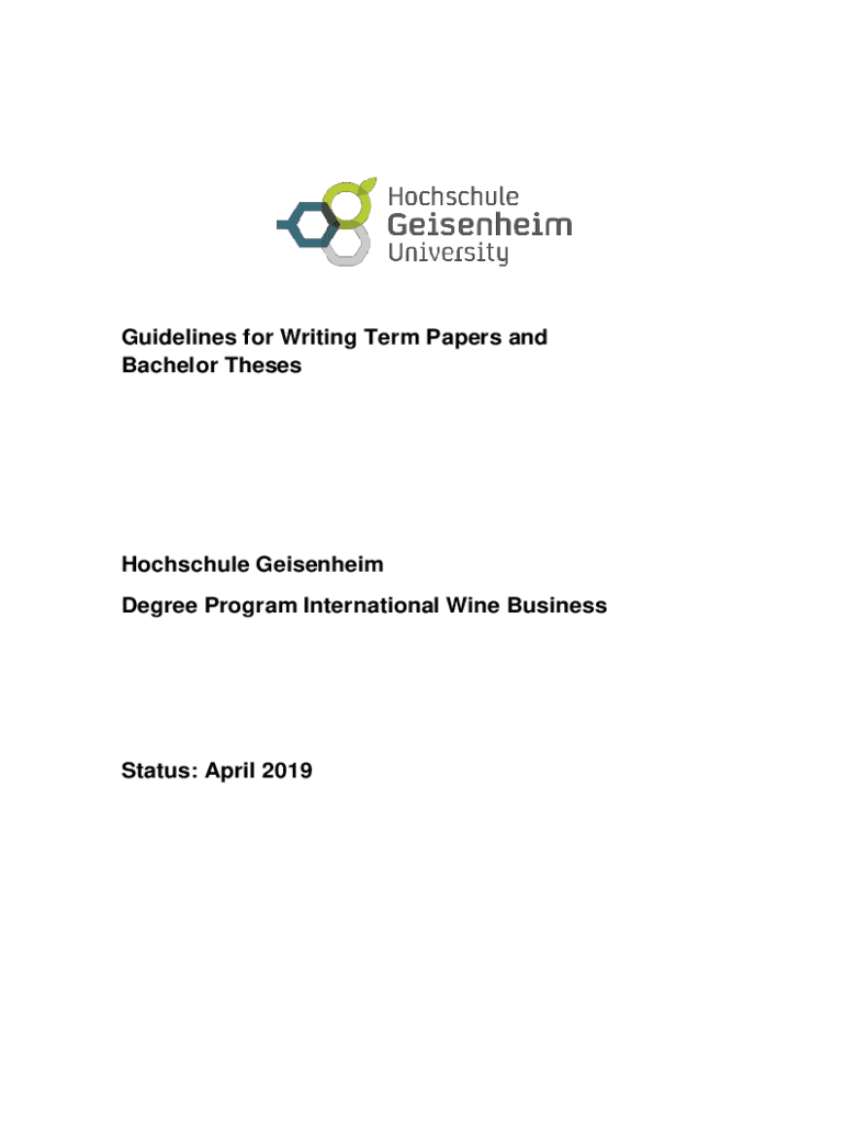 Fillable Online Guidelines for Writing Term Papers and Bachelor Theses ...