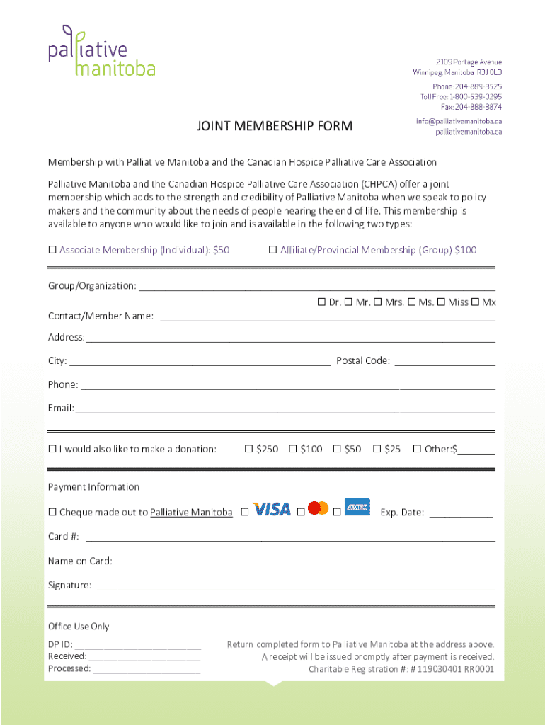 Fillable Online JOINT MEMBERSHIP FORM Fax Email Print - pdfFiller