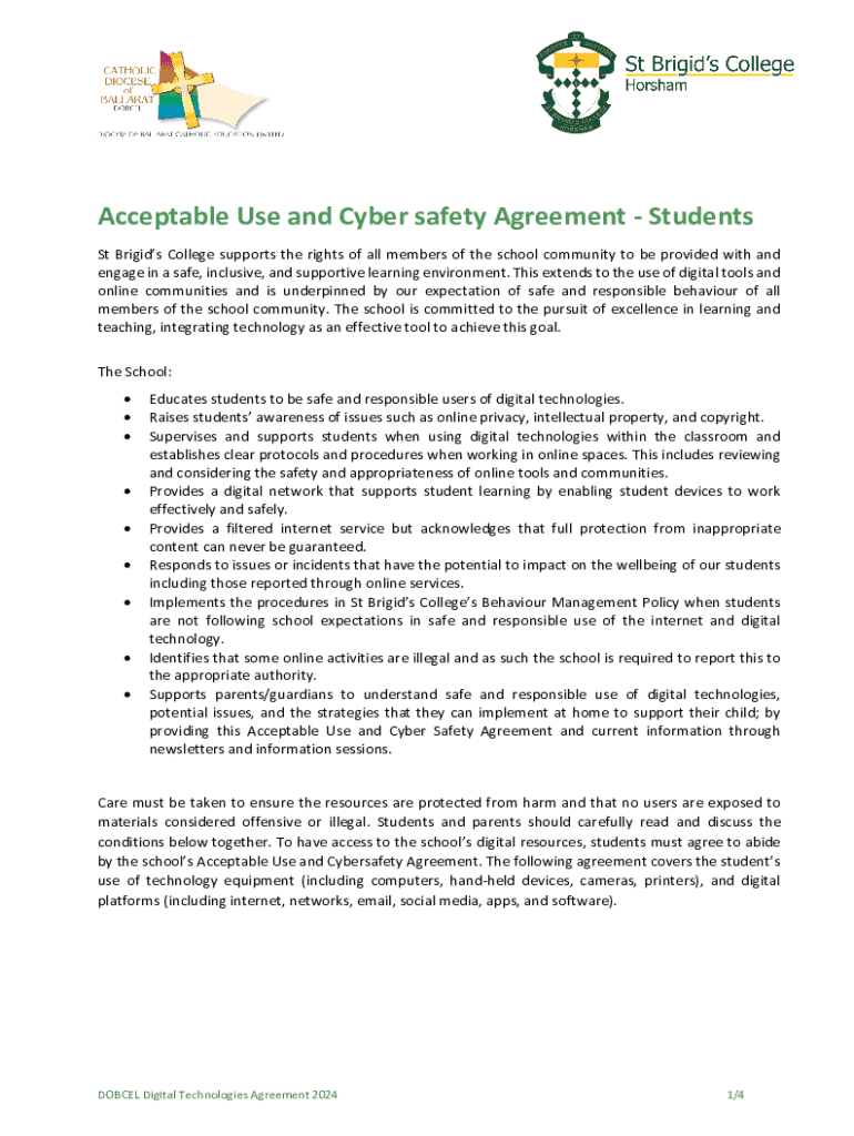 Fillable Online Acceptable Use and Cyber Safety Agreement Fax Email Print - pdfFiller