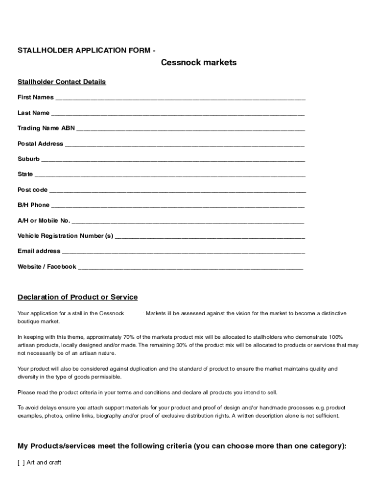 Fillable Online Stallholder-Application-form-template.docx Fax Email ...