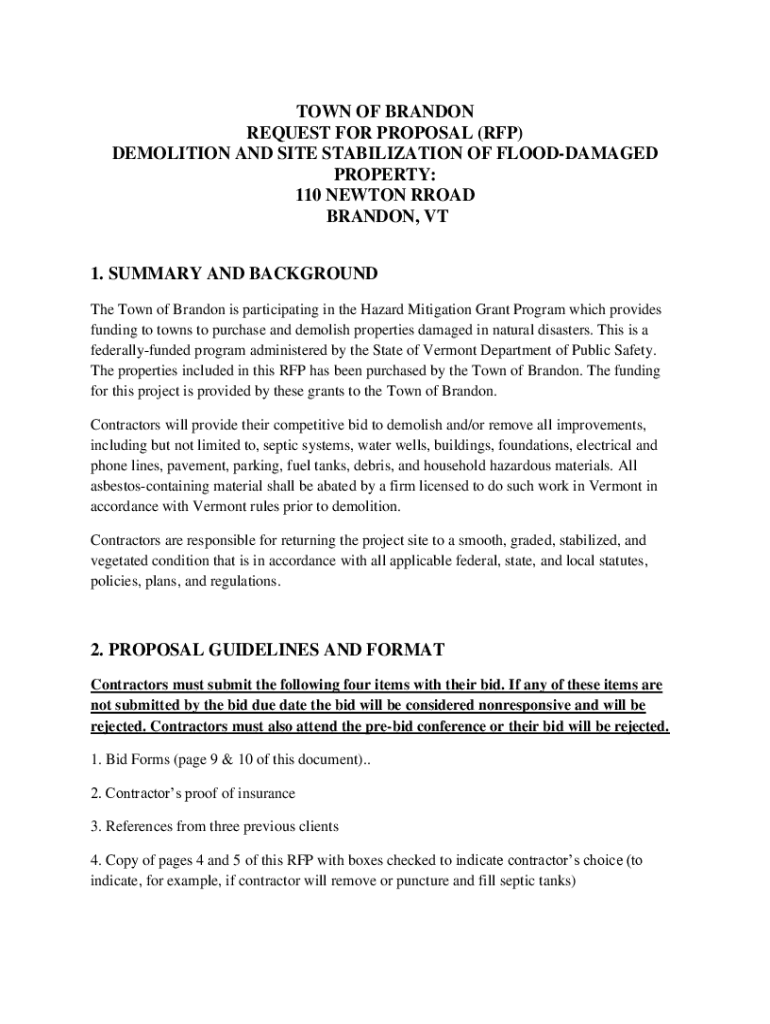 Fillable Online Demolition and Site Stabilization of Flood-damaged ...