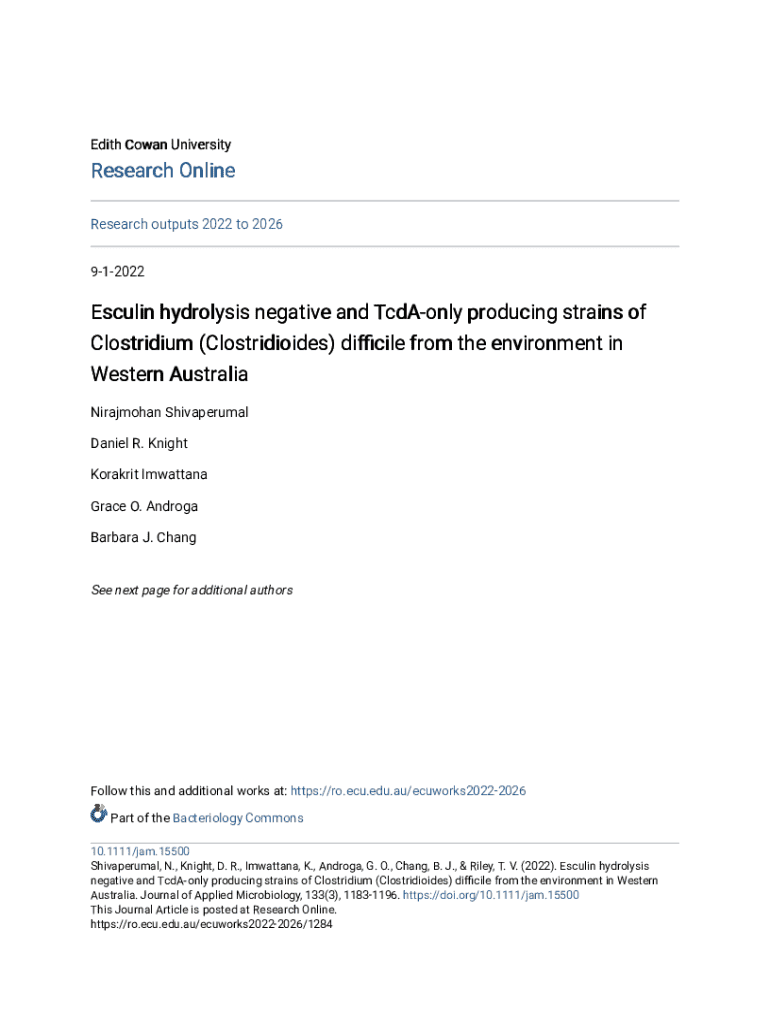 Fillable Online Esculin hydrolysis negative and TcdA-only producing ...