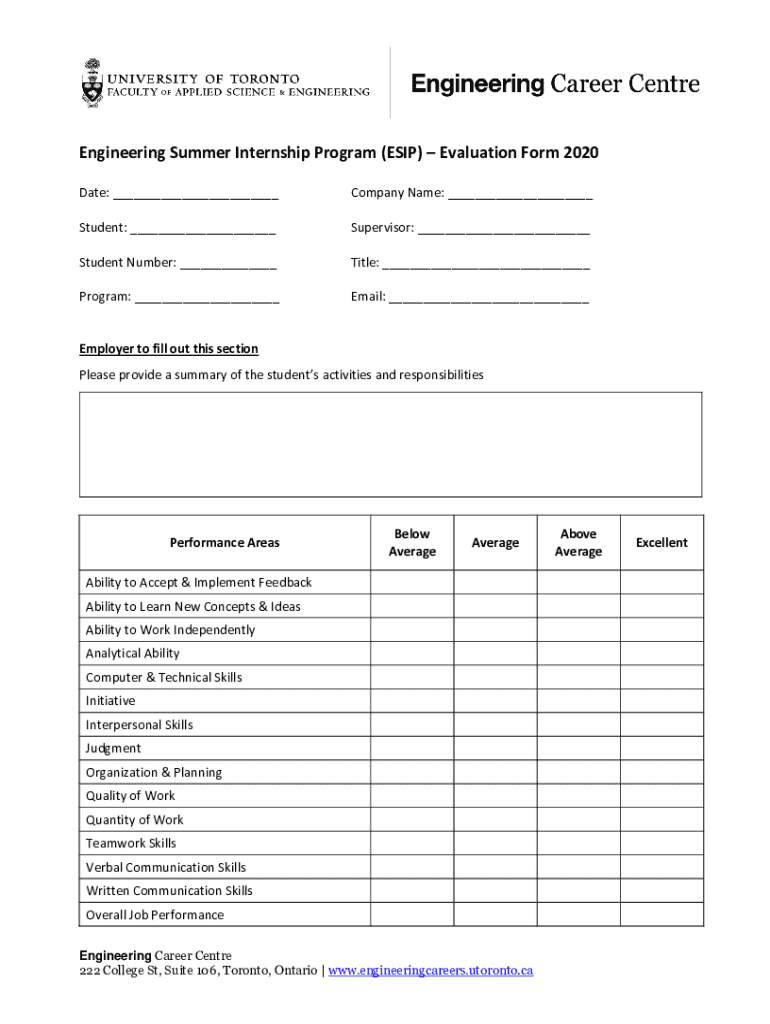 Fillable Online Engineering Summer Internship Program (esip ...