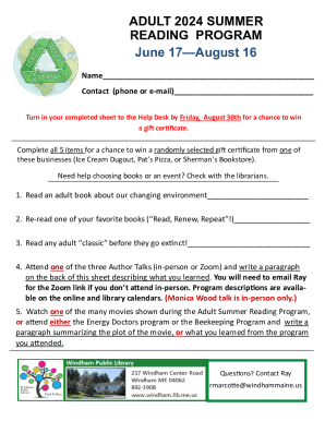 Fillable Online Adult Summer Reading Program 2024 Fax Email Print ...