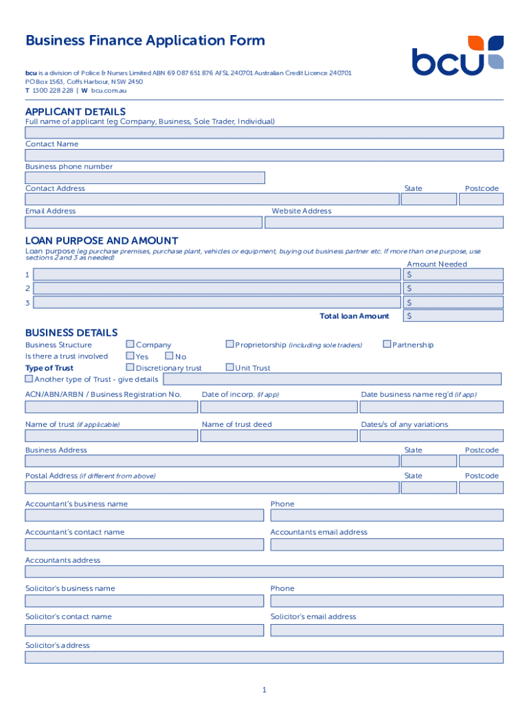Fillable Online Business Finance Application Form Fax Email Print ...