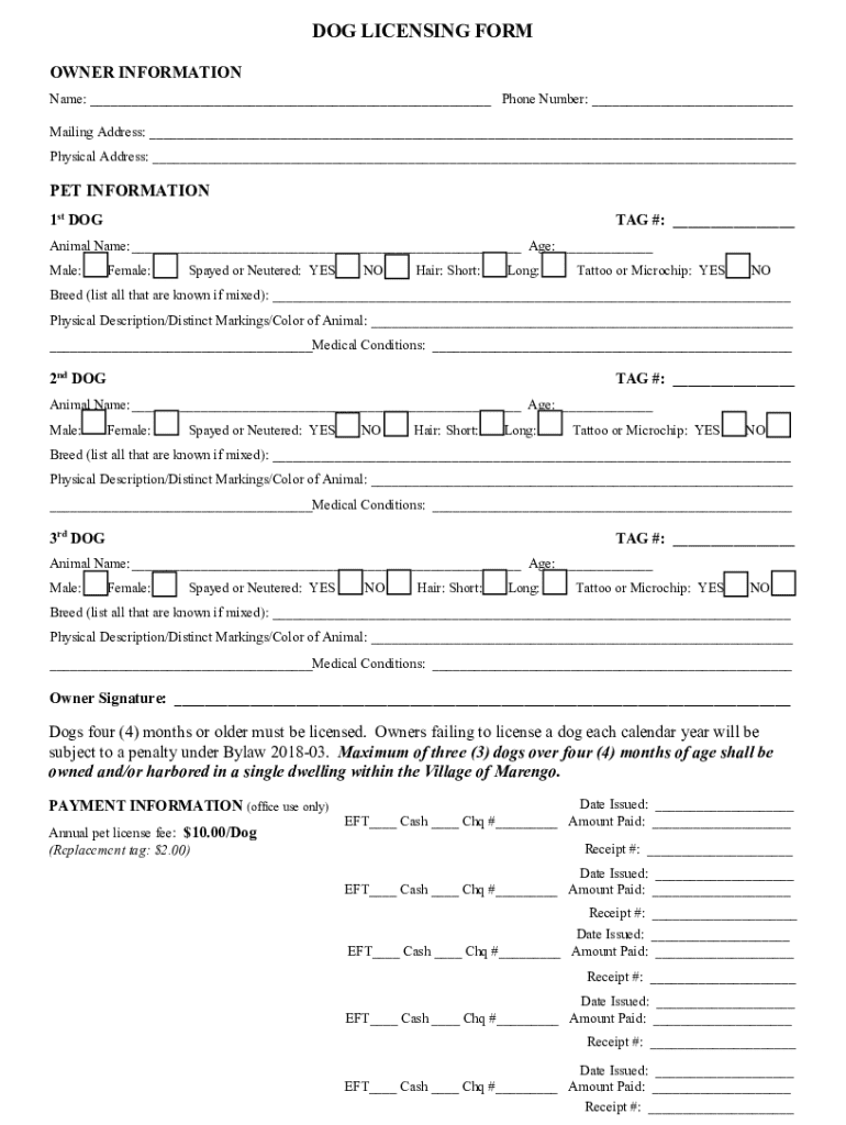 Fillable Online Dog Licensing Application Fax Email Print - pdfFiller