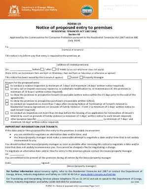 Fillable Online Notice of Proposed Entry to Premises Fax Email Print ...