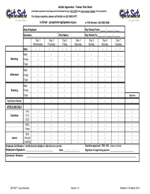 Fillable Online Apprentice / Trainee Timesheet Submission Fax Email ...