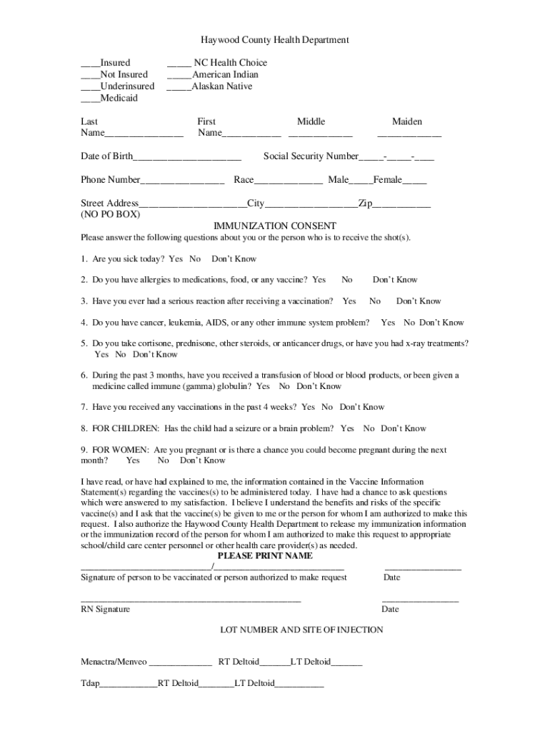 Fillable Online Haywood County Health Department Fax Email Print ...
