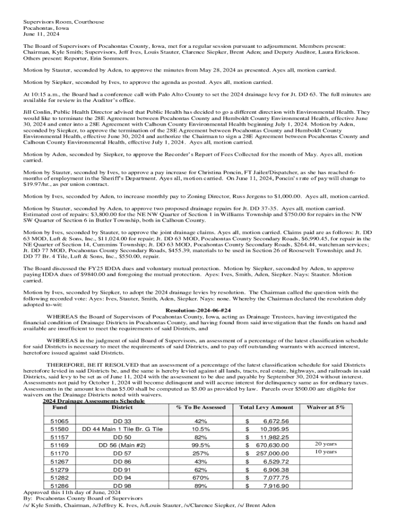 Fillable Online Chairman, Kyle Smith; Supervisors, Jeff Ives, Louis ...