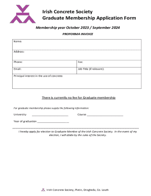 Fillable Online Irish Concrete Society Graduate Membership Application ...