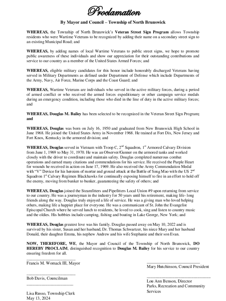 Fillable Online Fillable Online Proclamation - North Brunswick, New ... Fax Email Print - pdfFiller