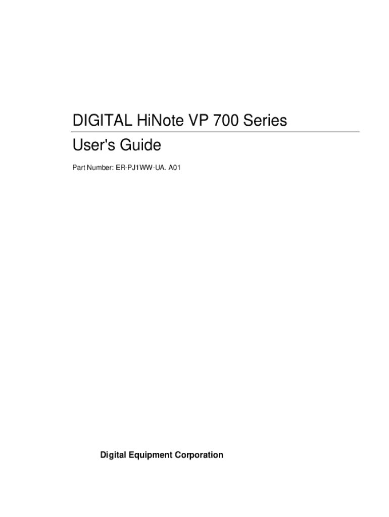 Fillable Online DIGITAL HiNote VP 700 Series Service Guide Fax Email ...