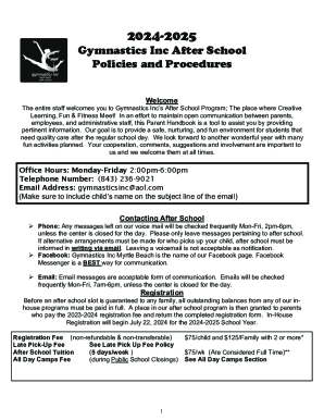 Fillable Online Parent Handbook 2024-2025 Fax Email Print - pdfFiller