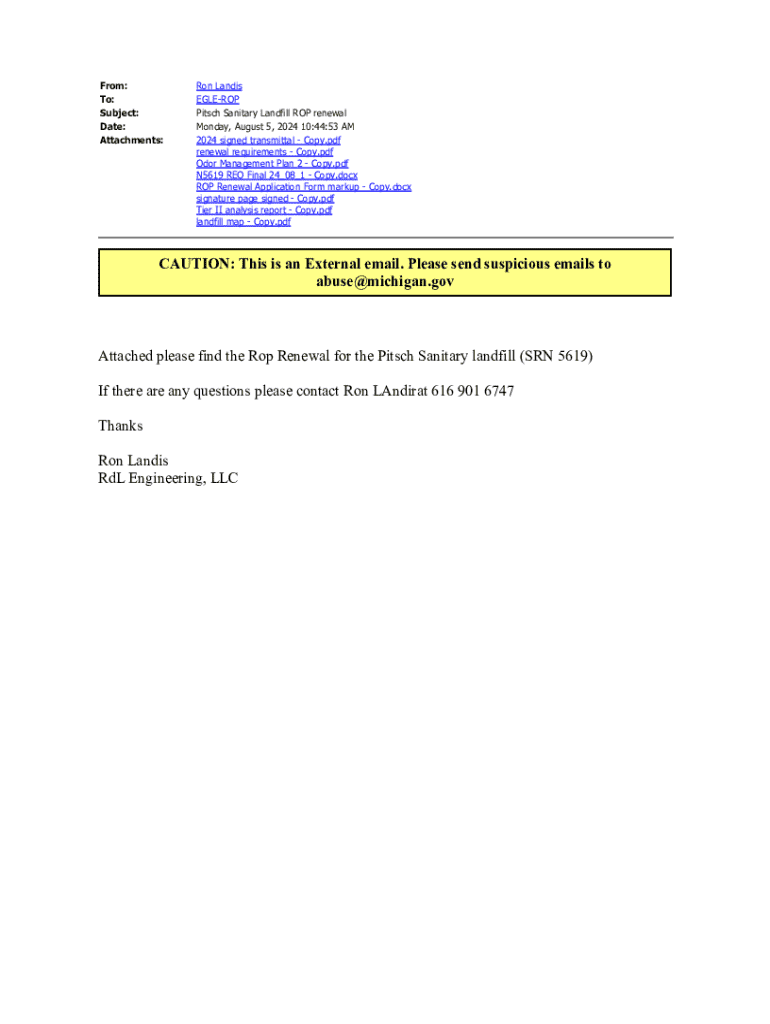 Fillable Online Renewable Operating Permit Application for Pitsch Sanitary Landfill Fax Email ...