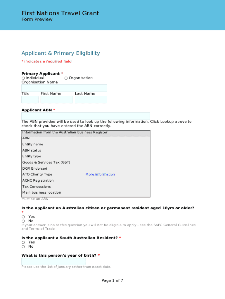 Fillable Online First Nations Travel Grant Application Fax Email Print ...