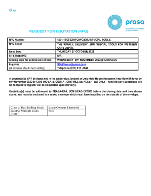 Fillable Online Rfq Number: 4501/10/2022/rfq/wc/emu Special Tools Fax ...