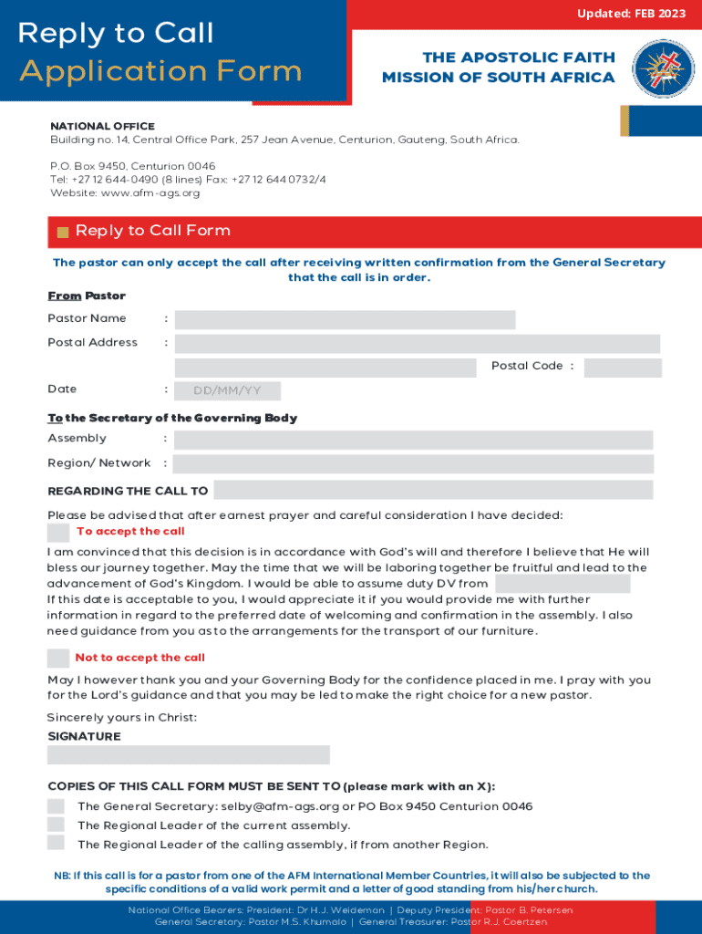 Fillable Online Reply to Call Application Fax Email Print - pdfFiller