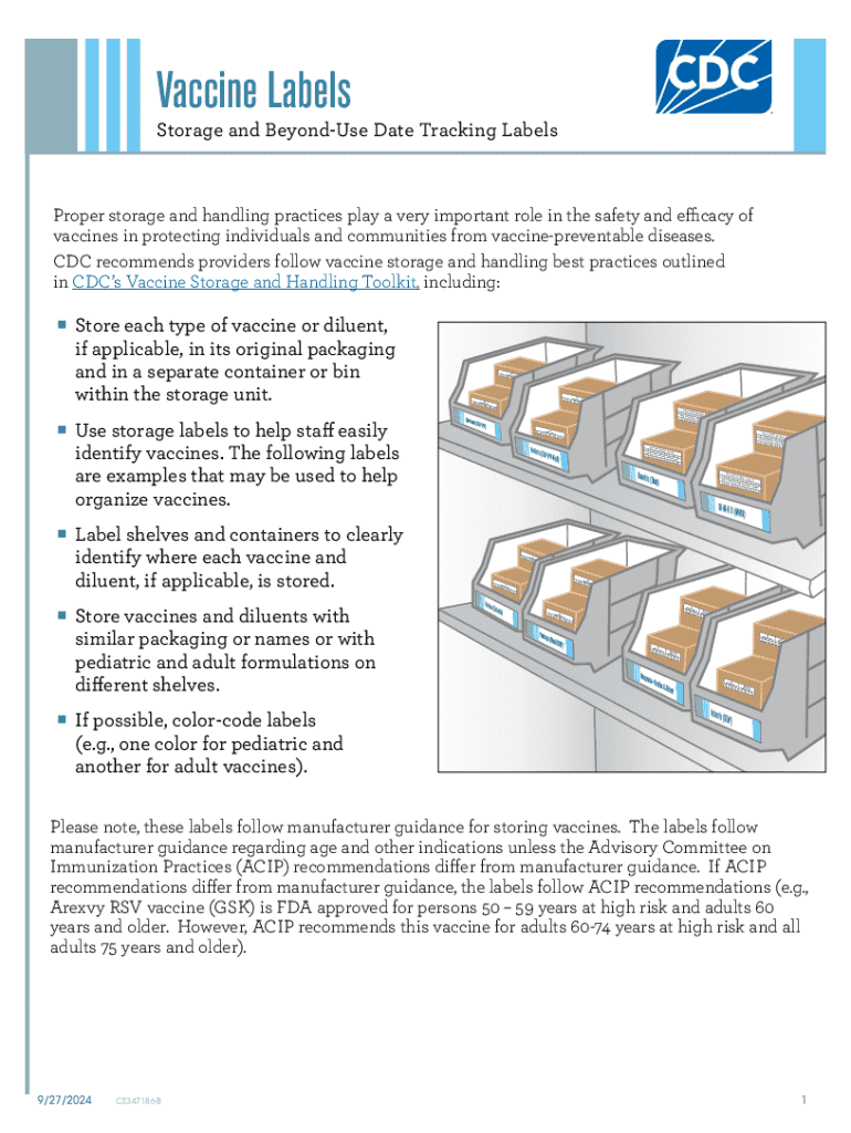 Fillable Online Vaccine Labels: Storage and Beyond-Use Date Tracking ...