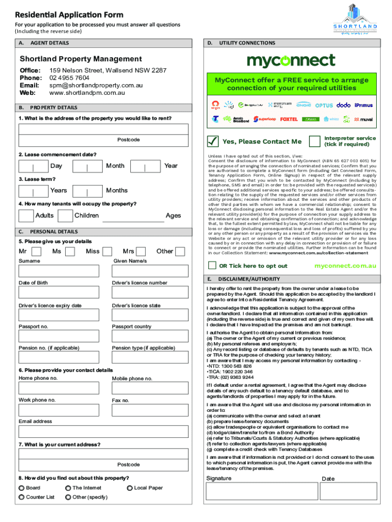 Fillable Online Residential Tenancy Application Fax Email Print - pdfFiller