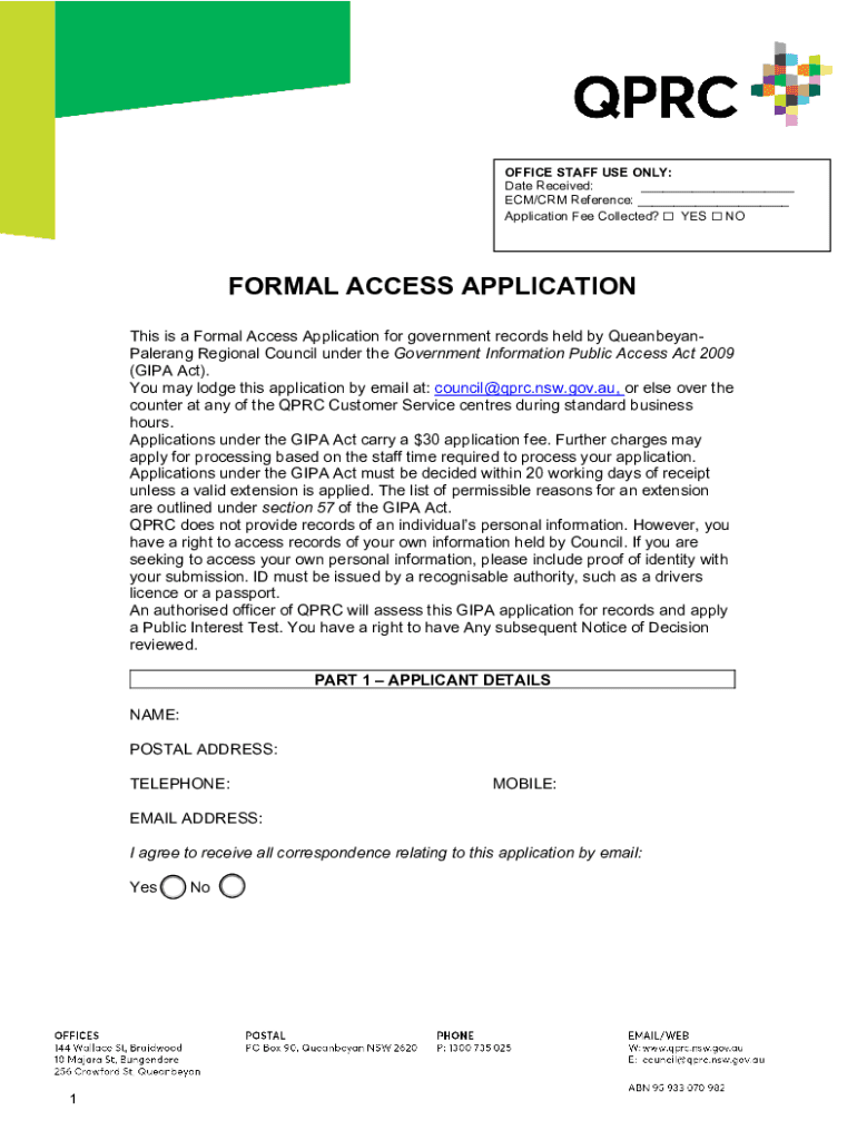 Fillable Online Formal Access Application for Government Records Fax Email Print - pdfFiller