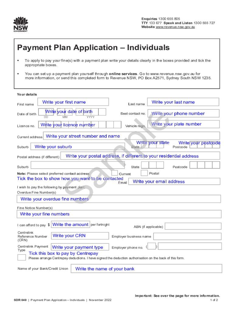 Fillable Online Payment Plan Application Fax Email Print - pdfFiller