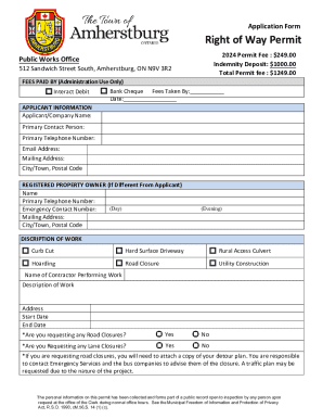Fillable Online Right of Way Permit Application Fax Email Print - pdfFiller