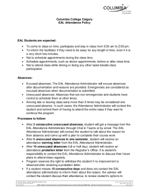 Fillable Online Eal Attendance Policy Fax Email Print - pdfFiller