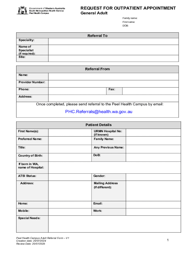 Fillable Online Peel Health Campus referral request for outpatient ...