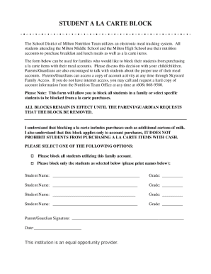 Fillable Online a La Carte Purchase Block Request Fax Email Print ...