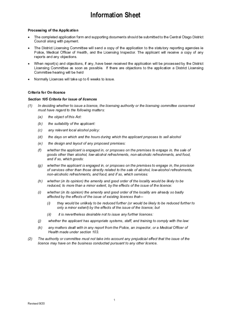 Fillable Online Information Sheet for Alcohol License Application Fax ...