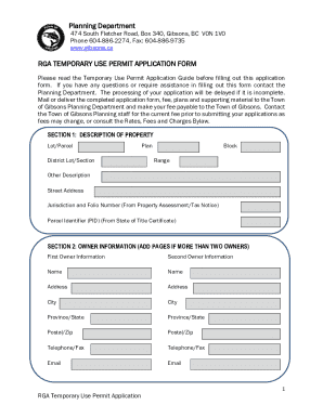 Fillable Online Temporary Use Permit Application Guide for Residential Guest Accommodations Fax ...