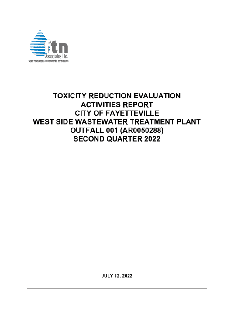 Fillable Online toxicity reduction evaluation activities report city of ...