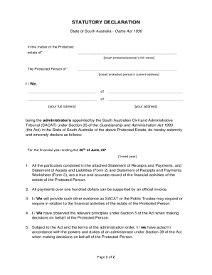Fillable Online Statutory Declaration for Protected Estate Fax Email ...