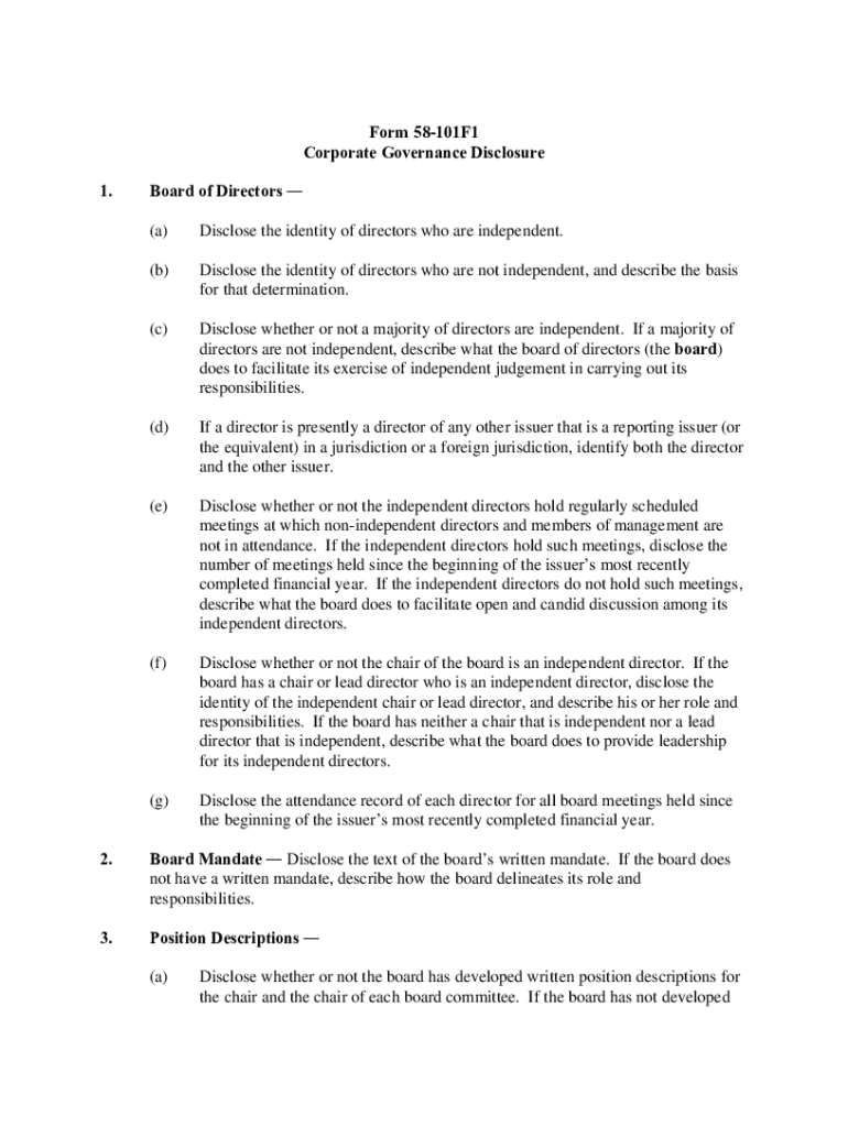 Fillable Online Corporate Governance Disclosure Fax Email Print - pdfFiller