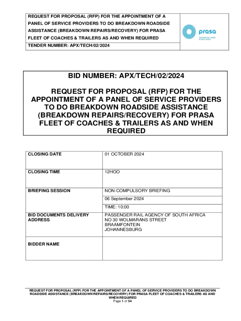 Fillable Online Request for Proposal (rfp) for the Appointment of a ...
