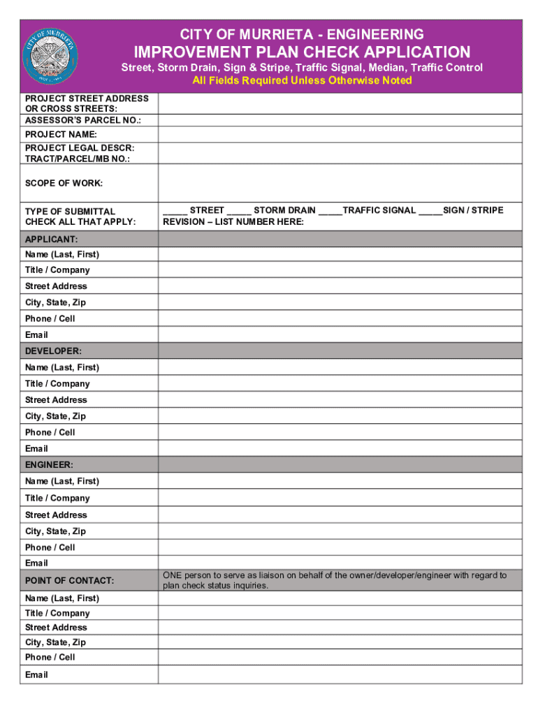 Fillable Online street improvement plan review checklist title sheet ...